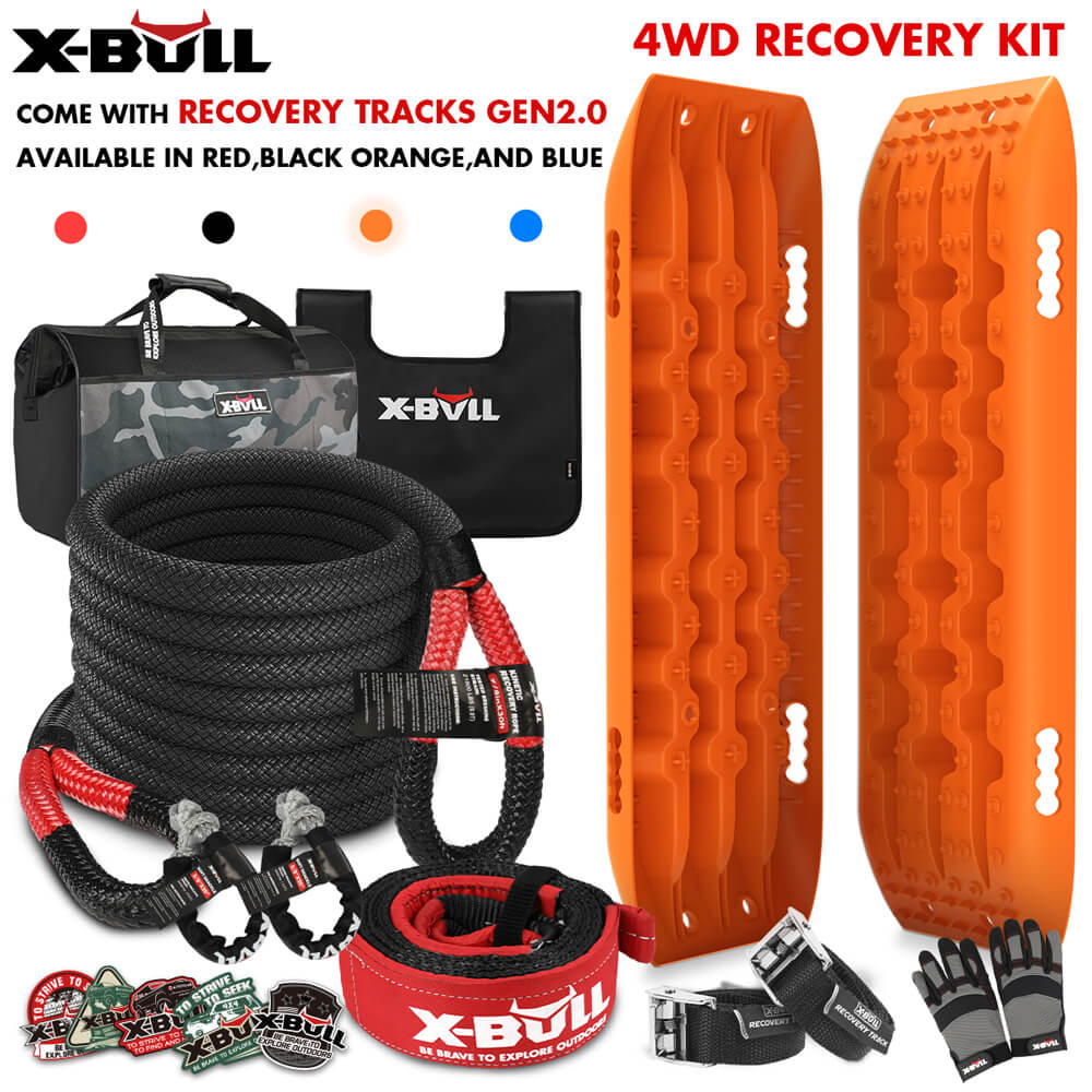 X-BULL 4X4 Recovery Kit Kinetic Recovery Rope Snatch Strap With 2PCS R