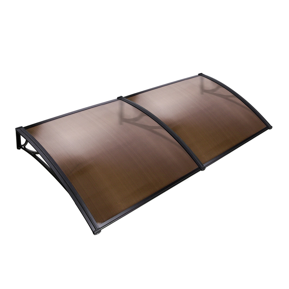 Instahut Window Door Awning Door Canopy Patio UV Sun Shield BROWN 1mx2